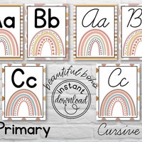 Classroom Alphabet Posters | Boho Dots | Classroom Decor - Etsy