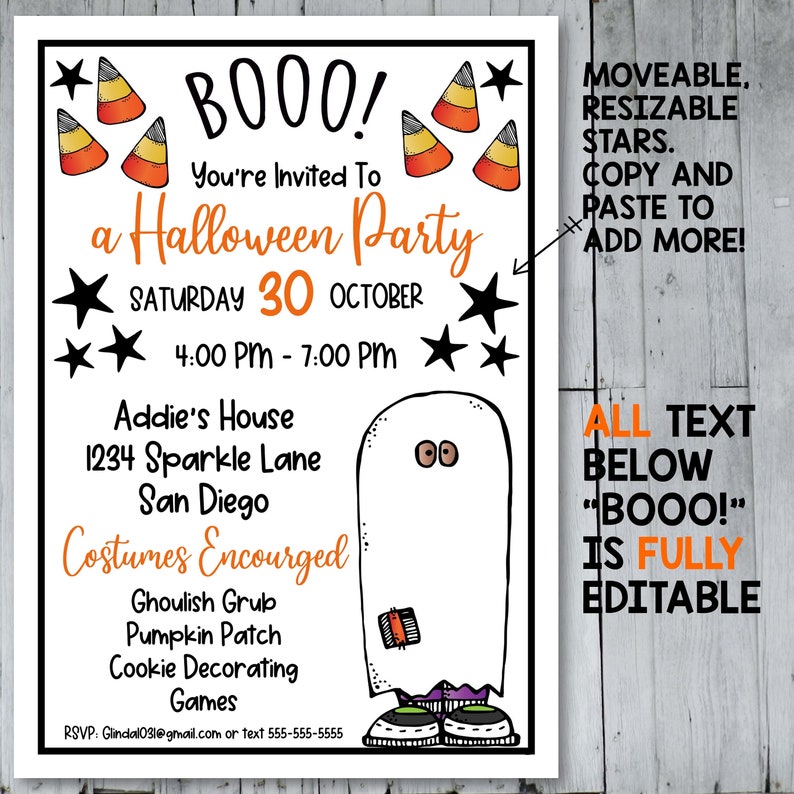 EDITABLE Halloween Party Invitation. Kids Halloween Party Invitation ...