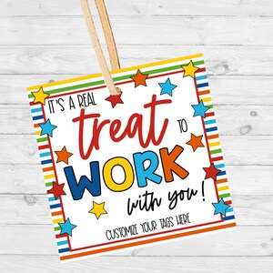 Coworker Gift Tag It's a Real Treat to Work With You. Colorful Tag for ...