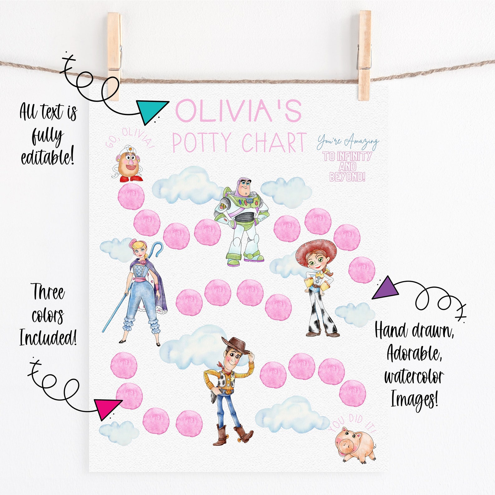 Editable Potty Training Rewards Chart Potty Training Printables TOY ...