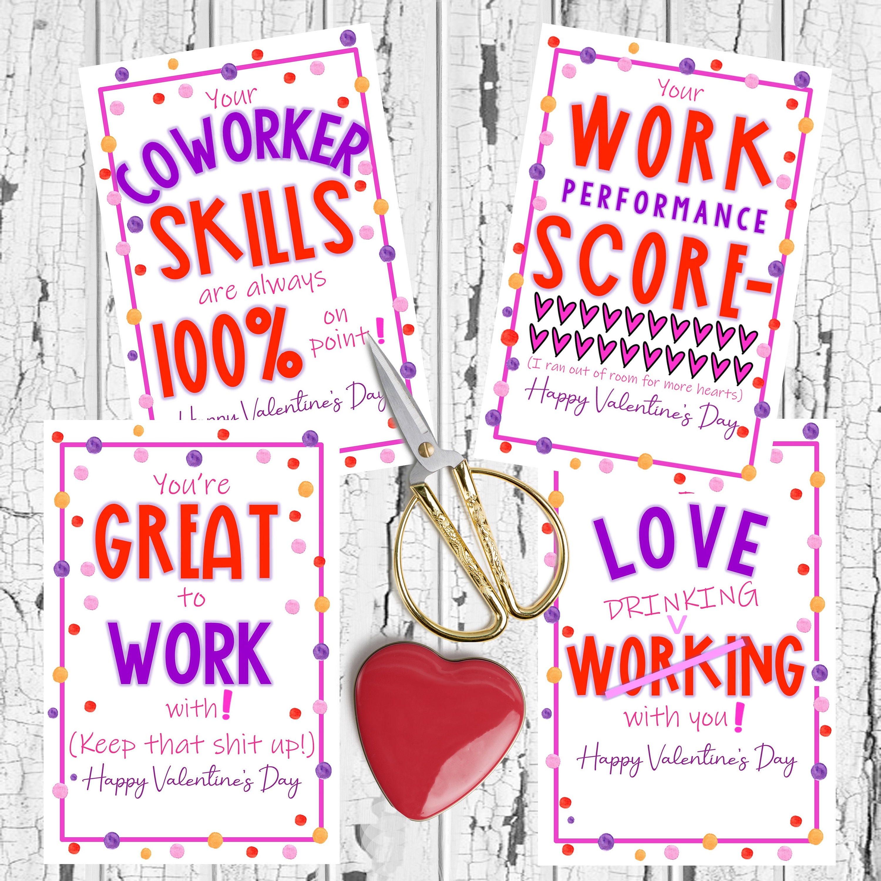 INSTANT DOWLOAD Printable Coworker Valentines 25-2X3 Cards. - Etsy