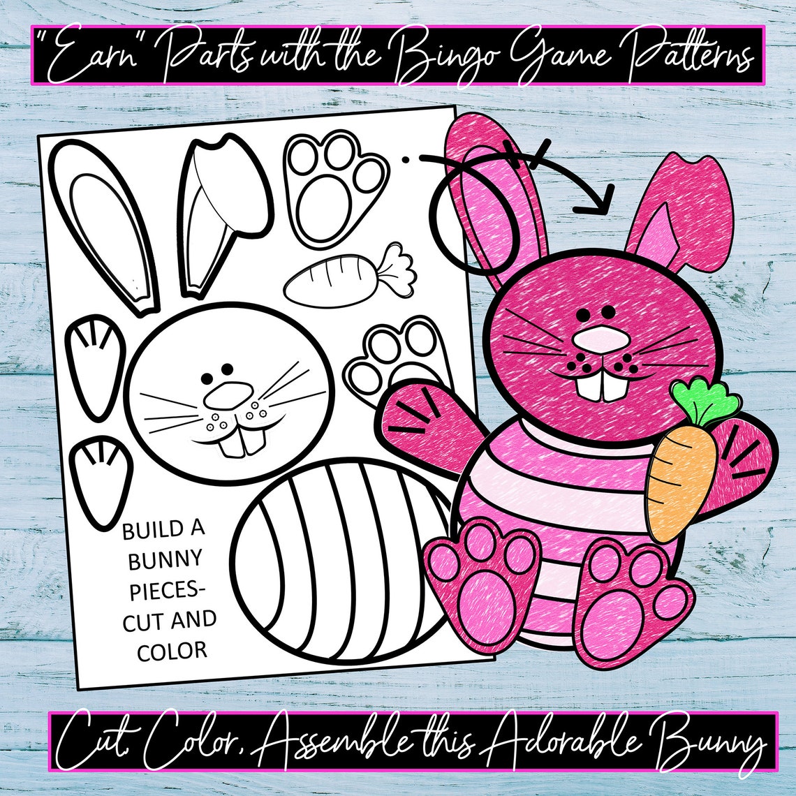 PRINTABLE Build a Bunny Bingo Game. Teacher Parent Daycare - Etsy