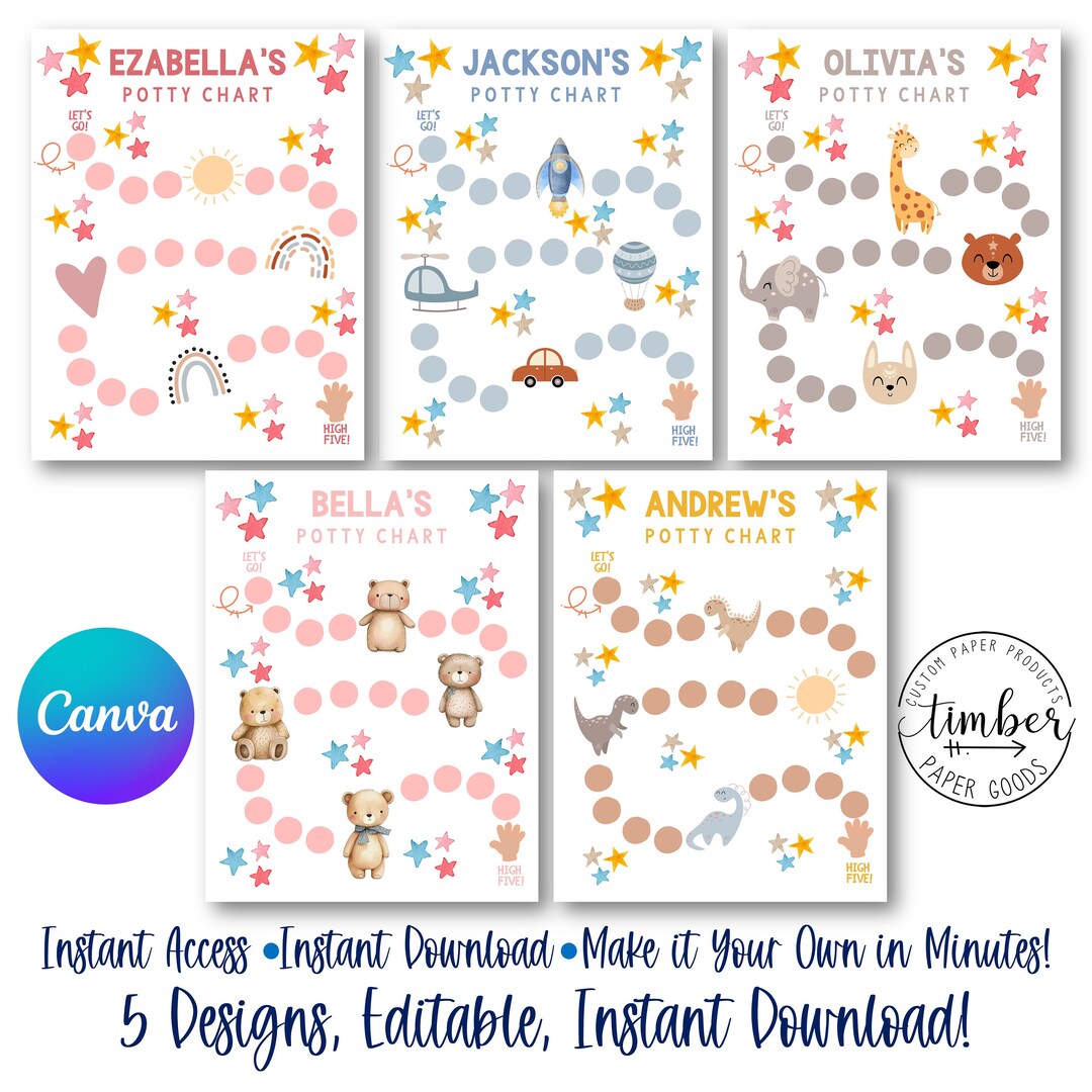 Editable Potty Training Rewards Chart | Potty Training Printables ...