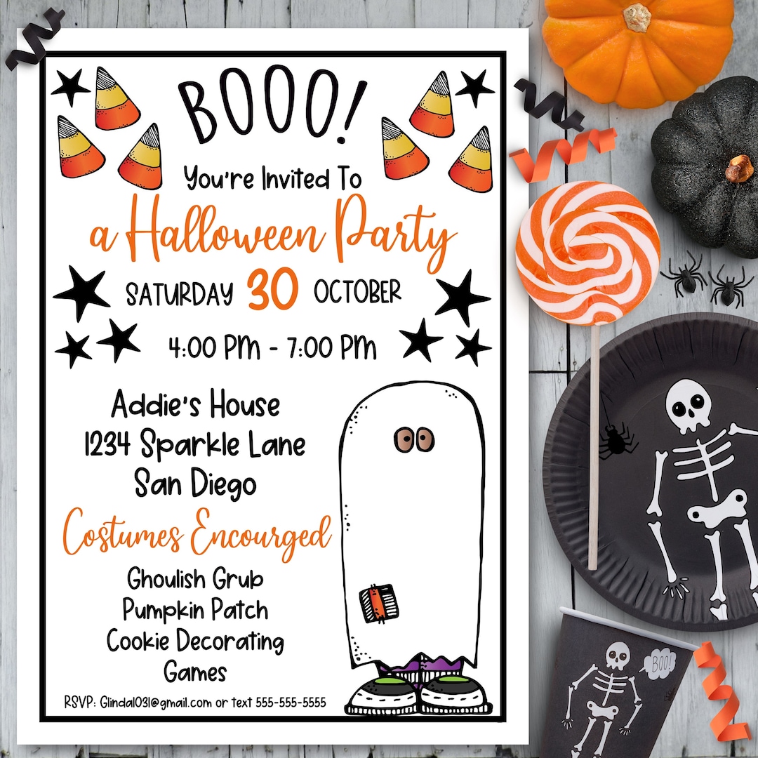 EDITABLE Halloween Party Invitation. Kids Halloween Party Invitation ...