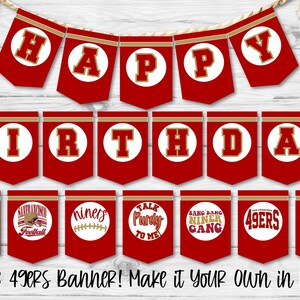 EDITABLE 49ers Banner, San Francisco 49ers Printable Decorations ...