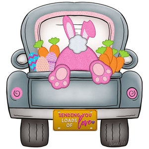 Easter PNG & JPG, 300 DPI. Easter Bunny in Truck, Vintage Truck Easter ...