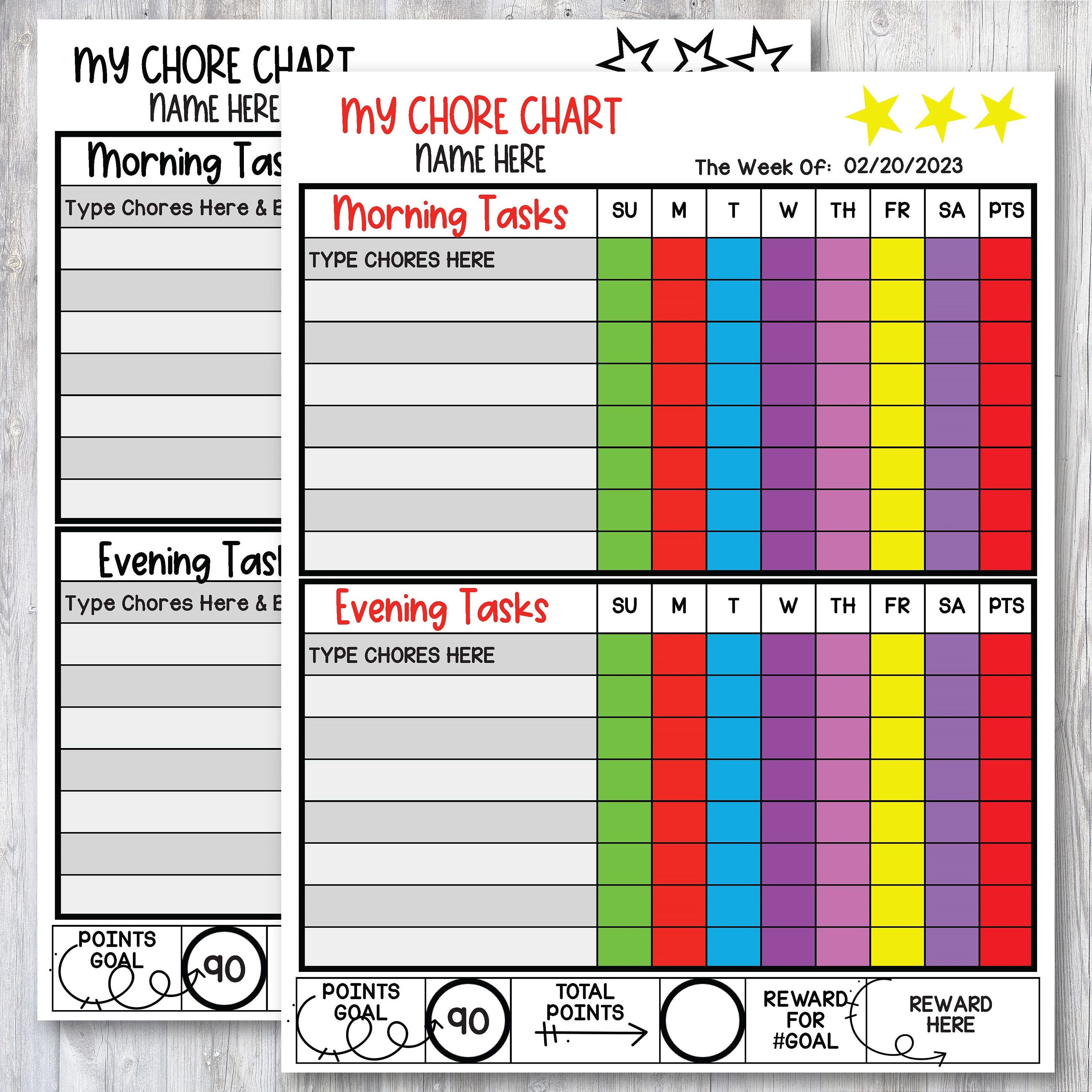 EDITABLE Kids Chore Chart Template. INSTANT Download. Morning - Etsy UK