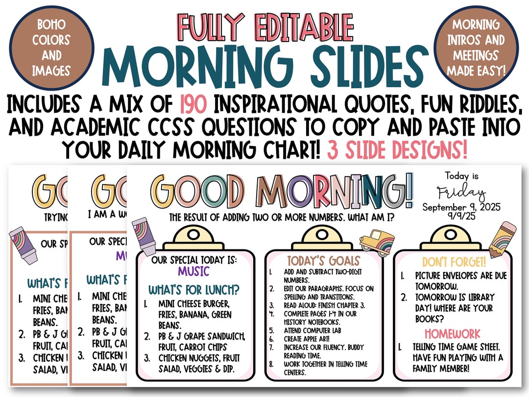 Morning Slides Templates With 190 Quotes, Questions, and Riddles for ...