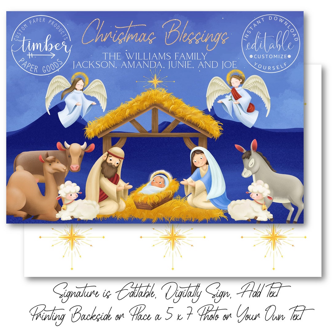 Nativity, Religious Christmas Card, Digital Holiday Card, Add Your ...