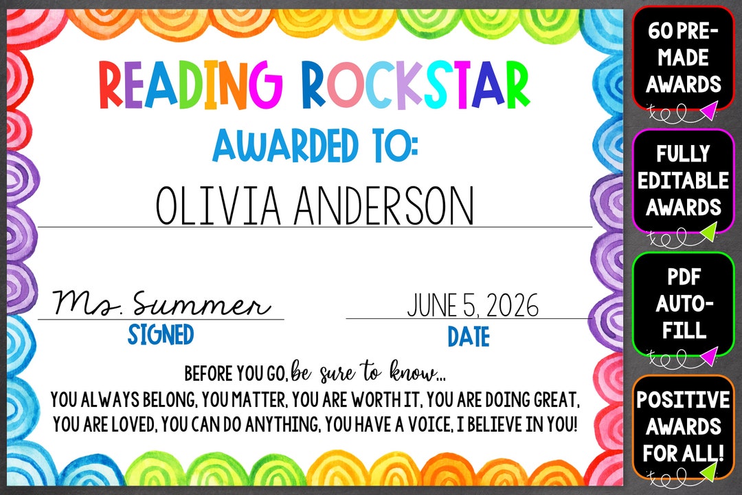 Positive Editable Classroom Awards | Student Awards | Printable Class ...