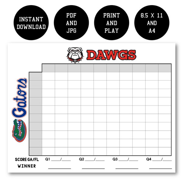 Printable Football Square - Etsy