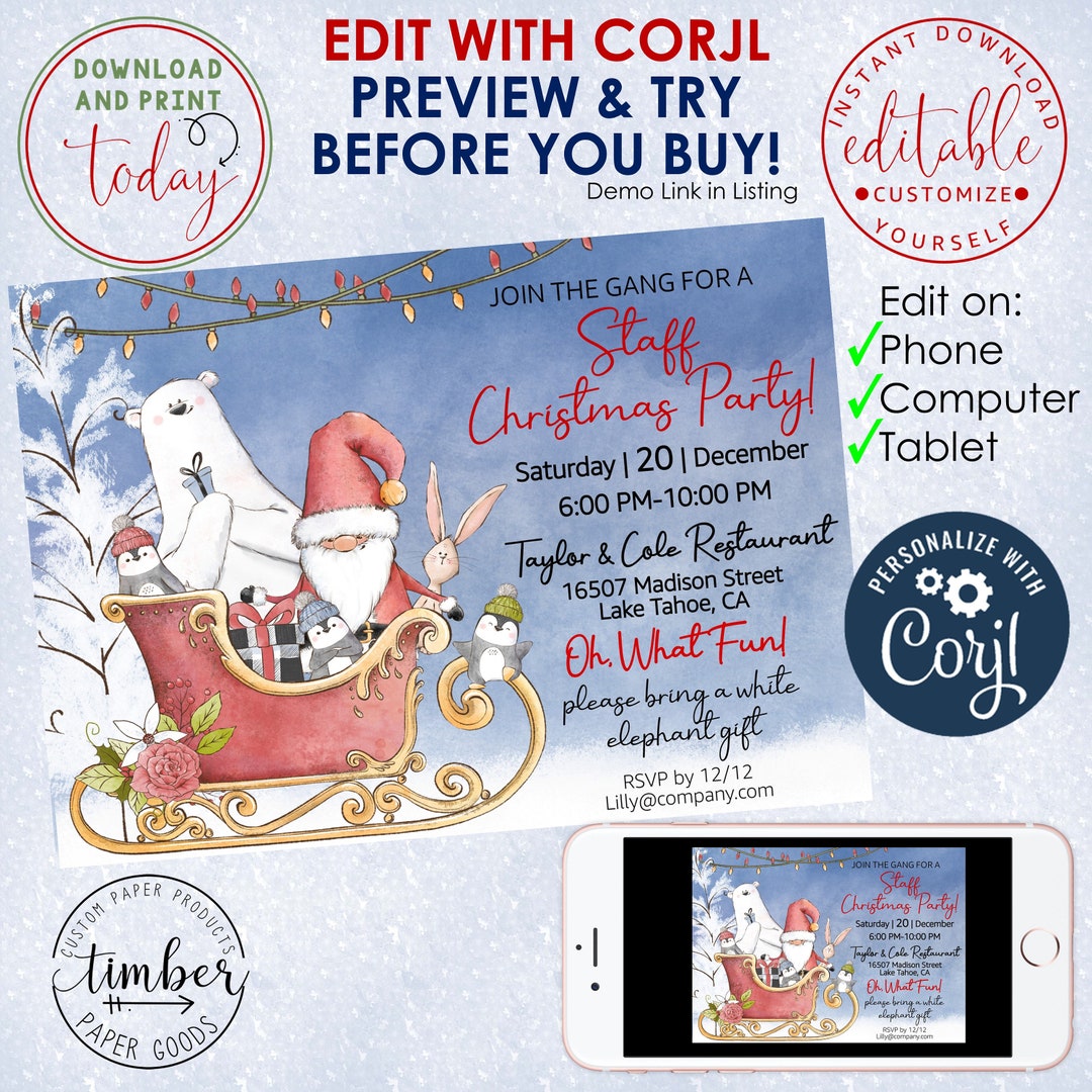 Holiday Staff Party Invitation | Company Party Invitation | Corjl ...