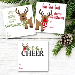 PRINTABLE, Adorable Reindeer Christmas Gift Tags. 8 Cute Designs ...