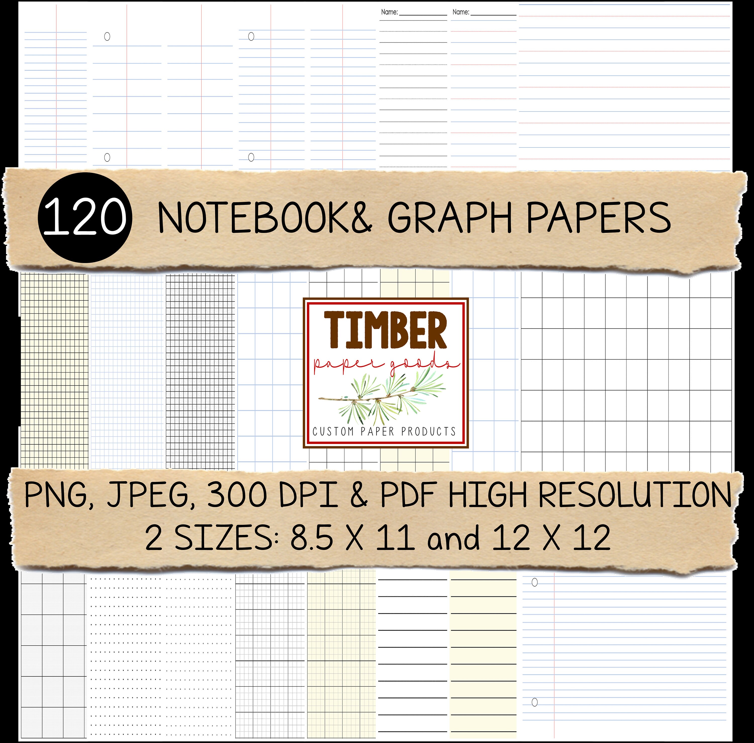 Notebook Pages Graph & Scrapbook Paper Diary Pages | Etsy