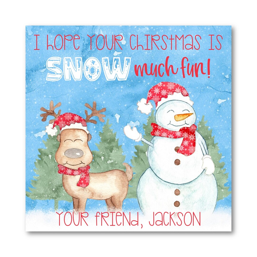 Printable, Editable Christmas Gift Tag. Snow Much Fun Kid Tag ...