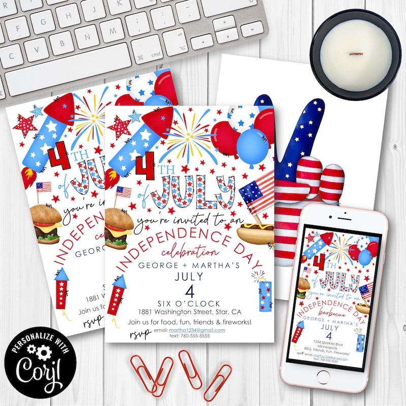 July 4th Invitations - Etsy