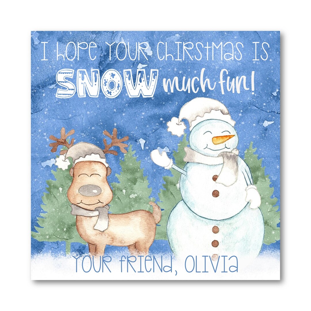 Printable, Editable Christmas Gift Tag. Snow Much Fun Kid Tag ...