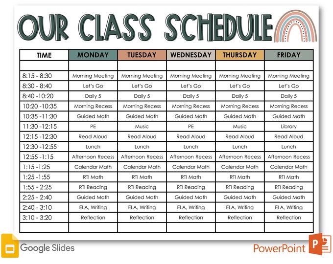 School Schedule Printable School Schedule Template Digital Printable ...