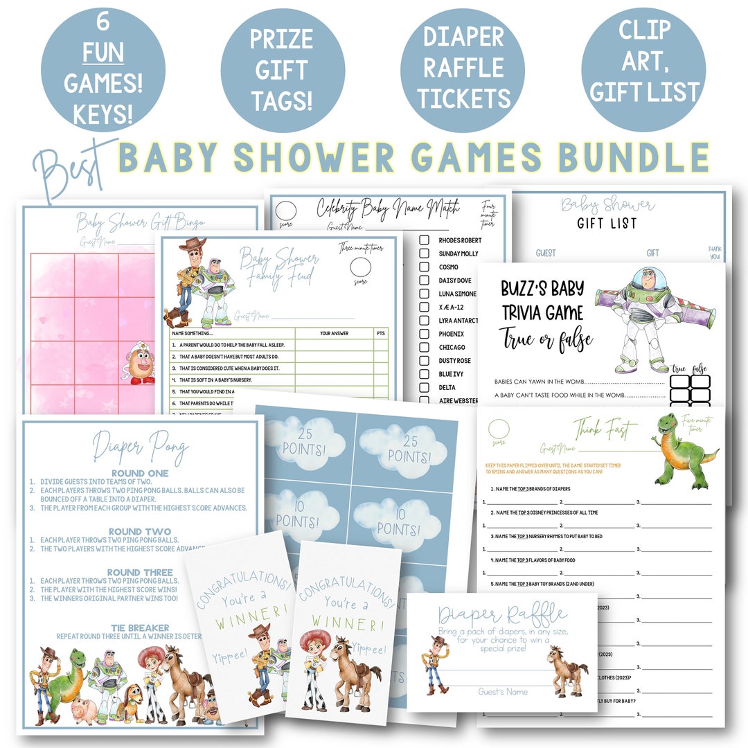 Baby Shower HUGE Game Bundle! Toy Story Inspired. Family Feud, Diaper ...