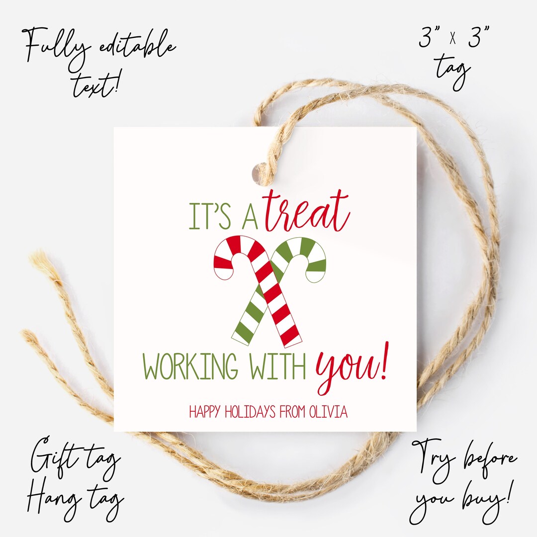 INSTANT DOWNLOAD, Editable Corjl Coworker Holiday Treat Tag, Colleague ...