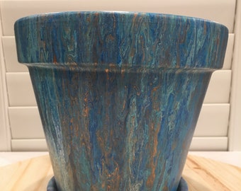 Painted clay pot | Etsy