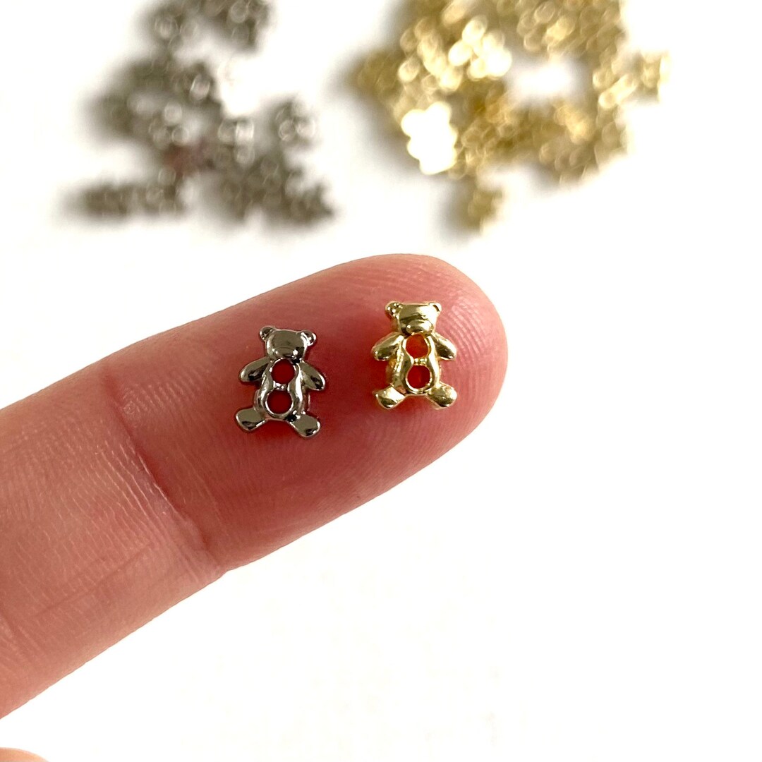 Tiny Bear Buttons 6mm Mini Metal Buttons Miniature Buttons for BJD ...
