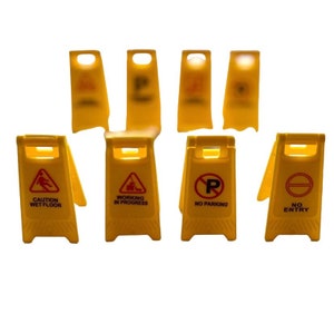 Miniature Warning Sign Mini Floor Caution Sign Yellow Plastic Notice 1/ ...