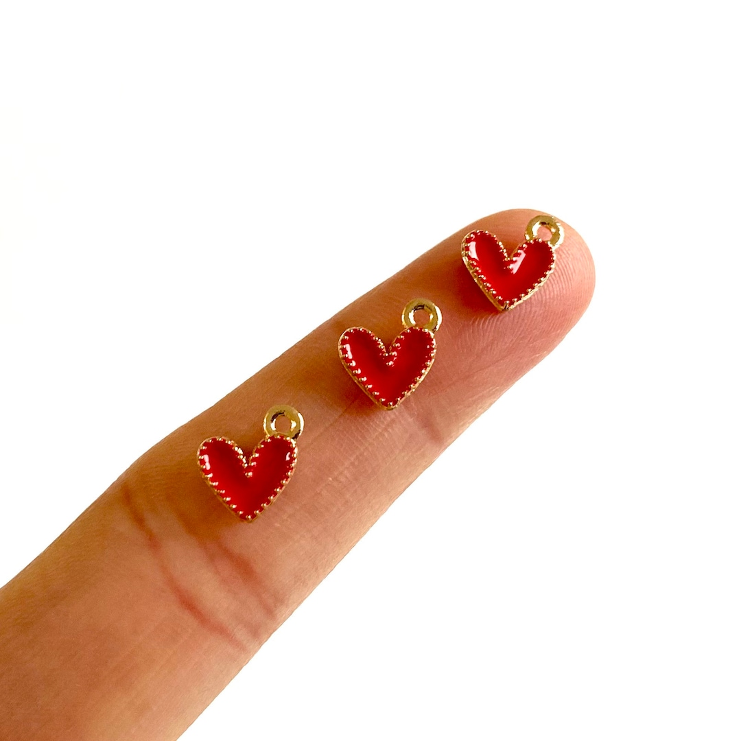 Tiny Enamel Heart Charms Red Loveheart Pendants 8mm Love Heart Tags - Etsy