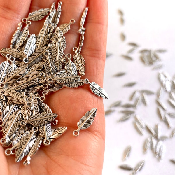 Metal Feather Charm - Etsy