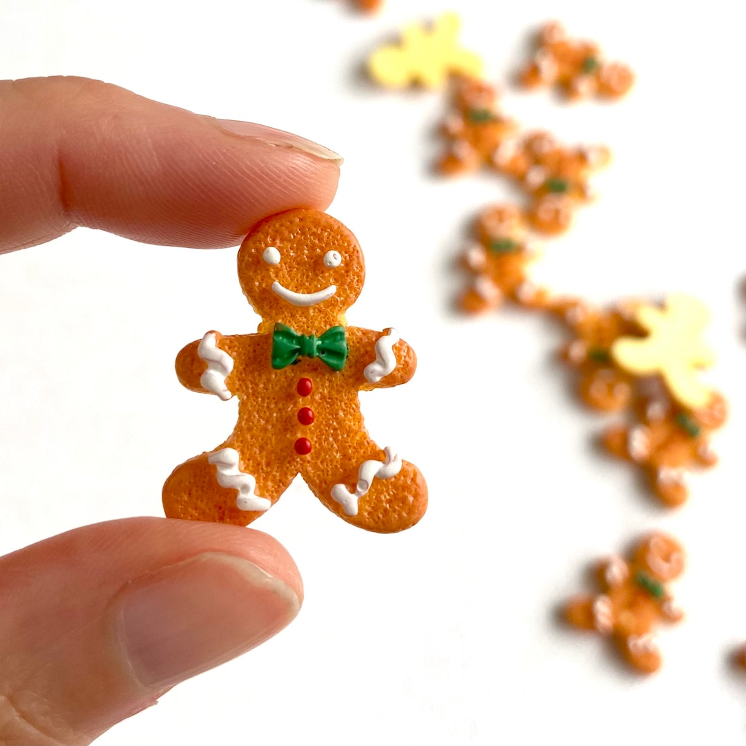 Miniature Gingerbread Man Decoration 22mm X 27mm Flat Back Resin ...