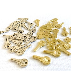 Mini Key Charms 13mm Dollhouse Miniatures Silver or Gold Tiny Key ...