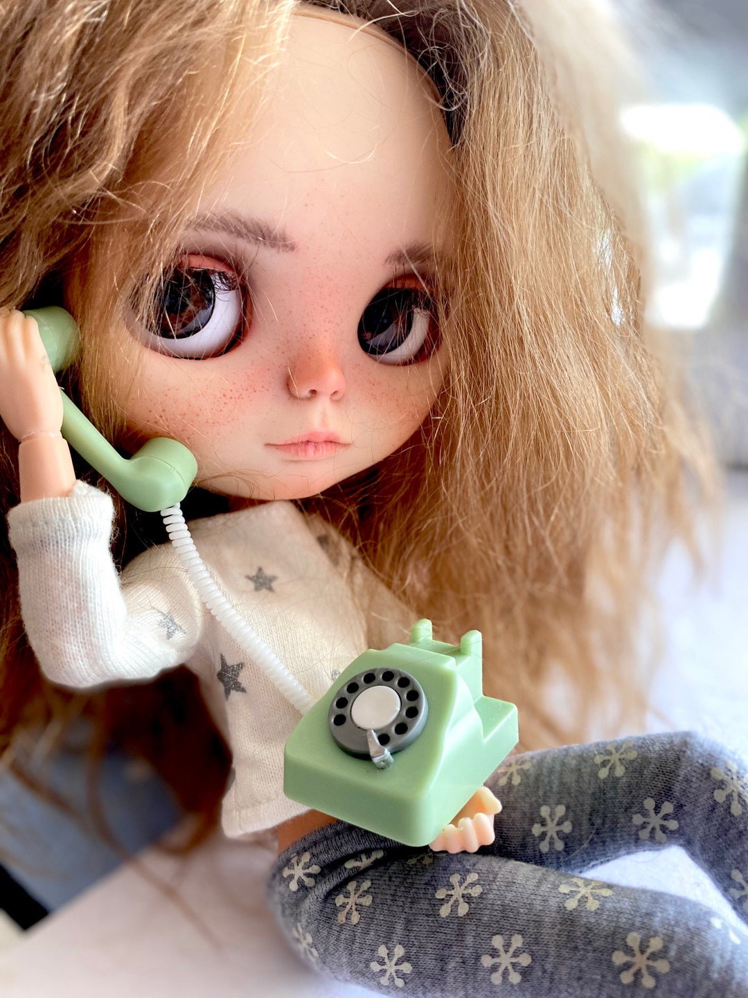 Miniature Phone 1/6 Scale Blythe Accessories Realistic Retro Telephone ...