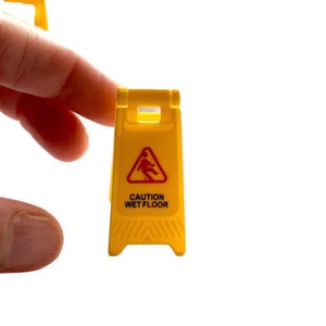 Miniature Warning Sign Mini Floor Caution Sign Yellow Plastic Notice 1/ ...
