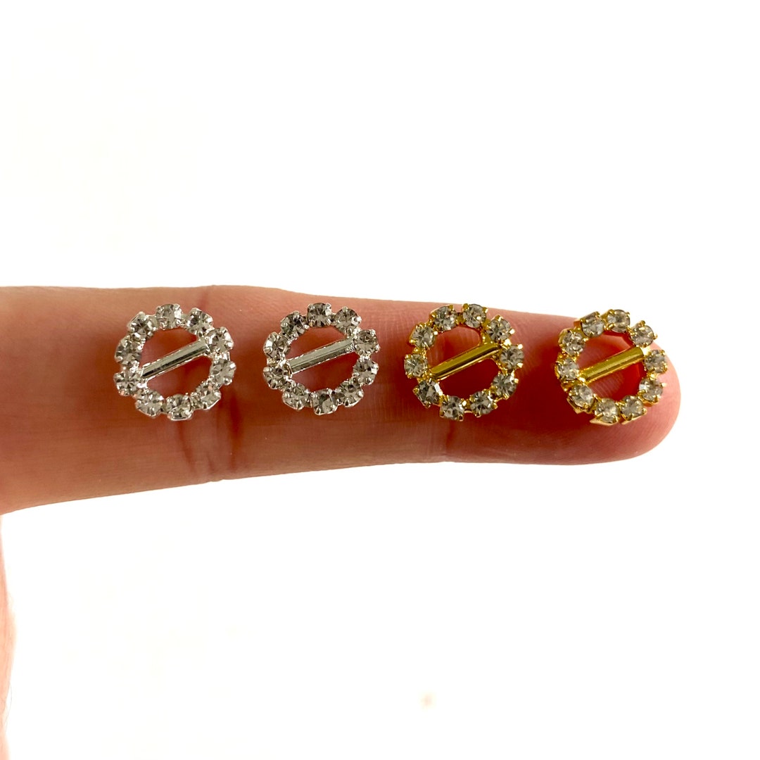 Mini Rhinestone Buckles Diamanté Round Tiny Buckles 5mm Inner Dolls ...