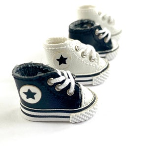 Miniature Doll Shoes Doll Trainers Black Leather Mini Shoes 1/12 Scale ...