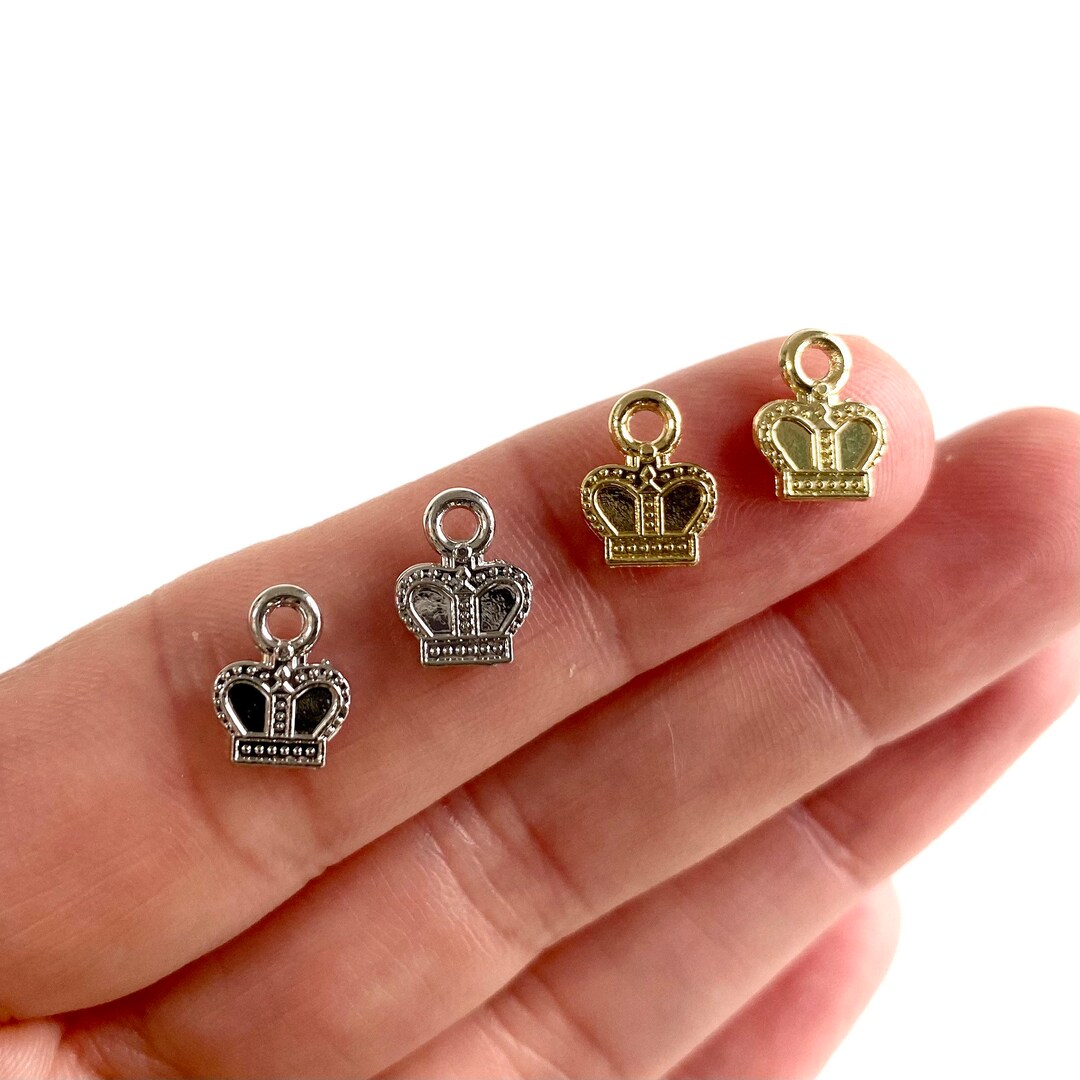 Tiny Crown Charms Royal Pendant 6mm Zinc Alloy Metal Silver Gold ...