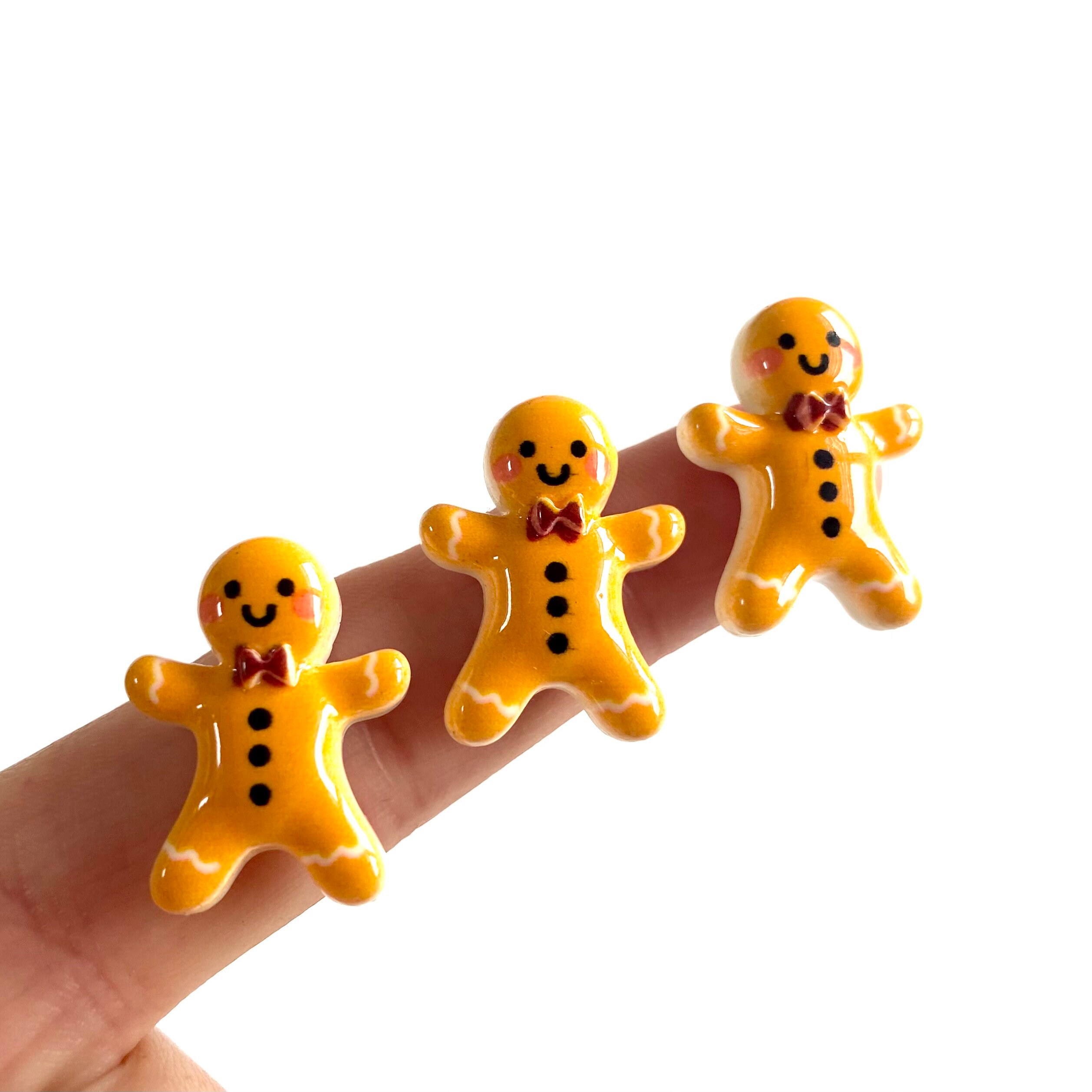 Miniature Gingerbread Men Flat Back Resin Cabochon Figurines Christmas ...