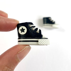 Miniature Doll Shoes Doll Trainers Black Leather Mini Shoes 1/12 Scale ...