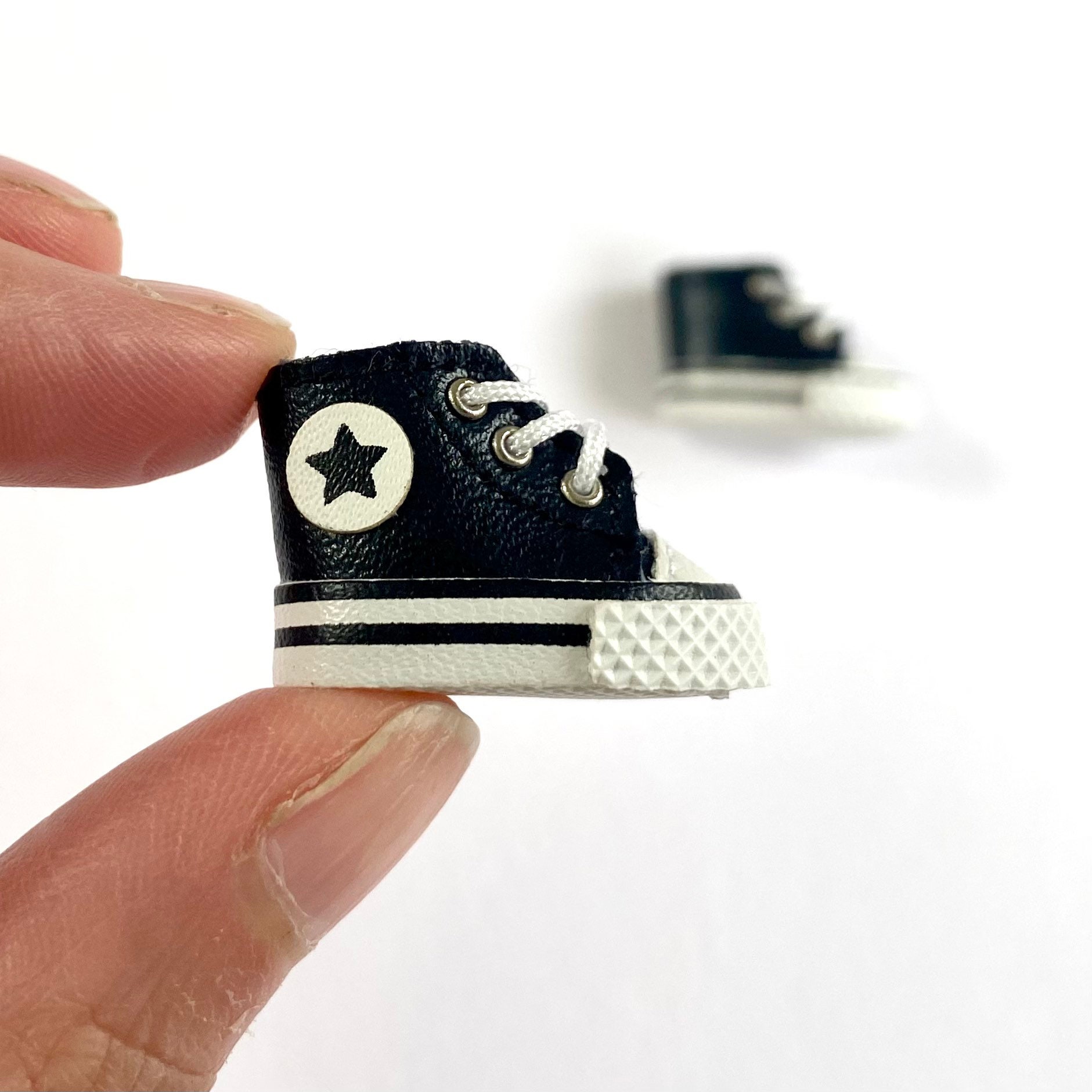 Miniature Doll Shoes Doll Trainers Black Leather Mini Shoes 1/12 Scale ...