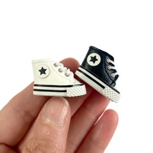 Miniature Doll Shoes Doll Trainers Black Leather Mini Shoes 1/12 Scale ...