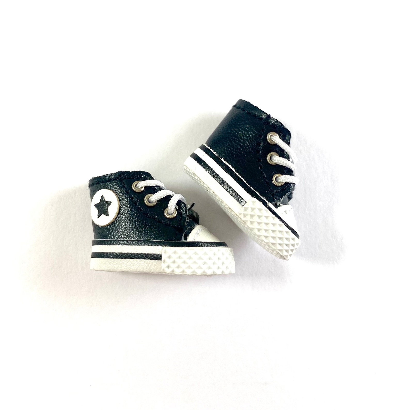 Miniature Doll Shoes Doll Trainers Black Leather Mini Shoes 1/12 Scale ...
