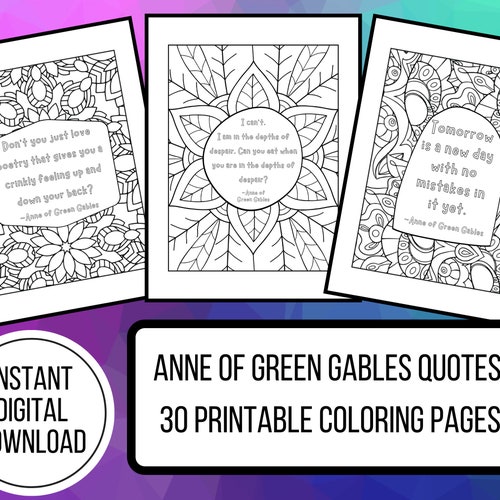 Anne of Green Gables Quotes 30 Printable Coloring Pages for - Etsy