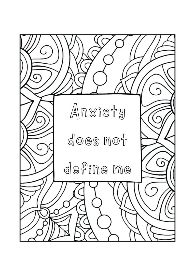 Anxiety Affirmations 50 Coloring Pages for Panic Attacks, Anxiety ...