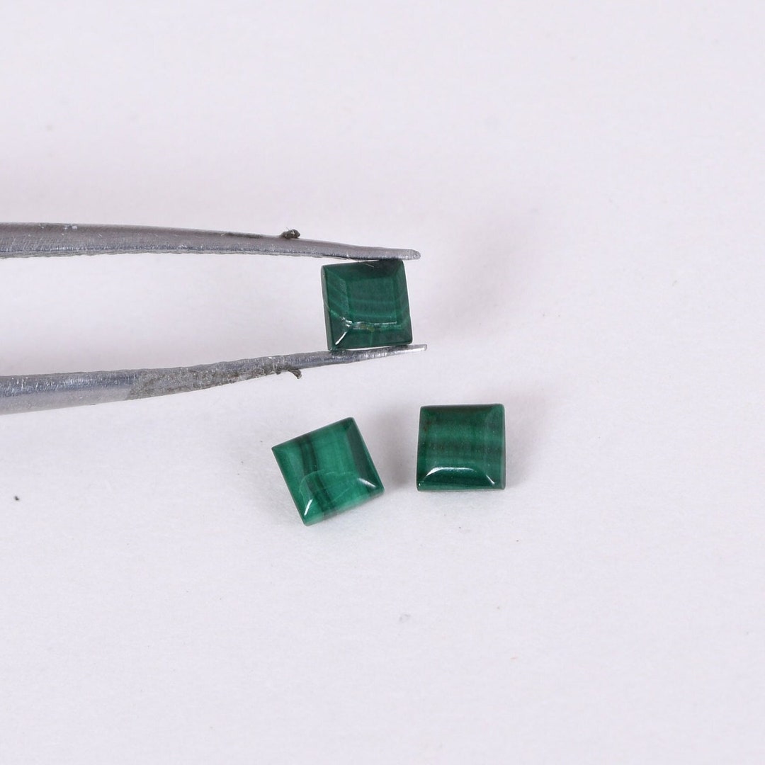 Square Shape Natural Malachite 3mm Cut Gemstone April & May - Etsy