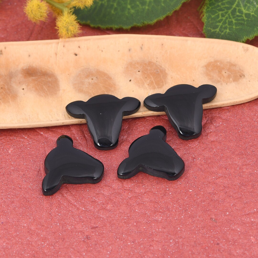 Cow Head Cabochon Back Flat Natural Black Onyx Gemstone, July Birth ...