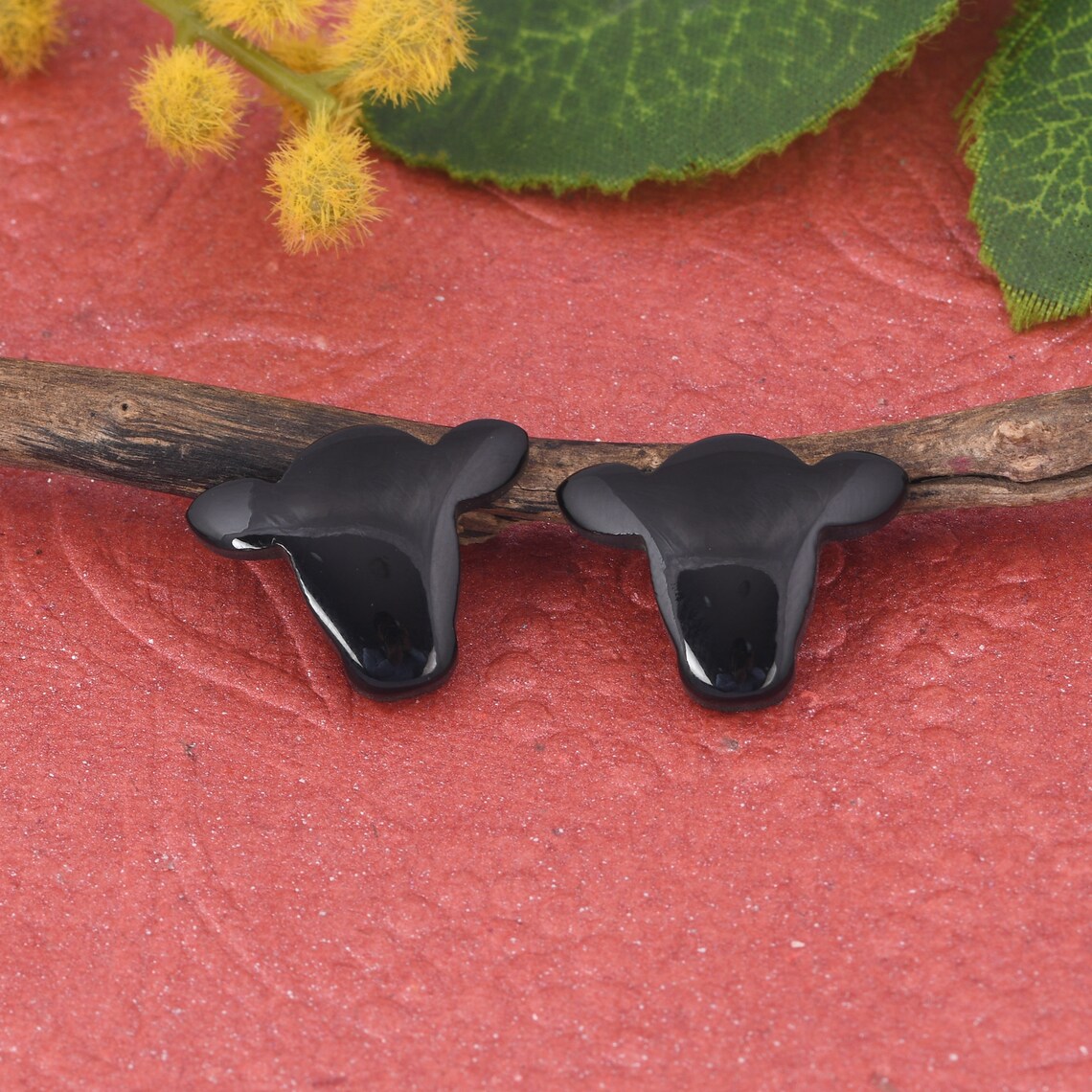 Cow Head Cabochon Back Flat Natural Black Onyx Gemstone, July Birth ...