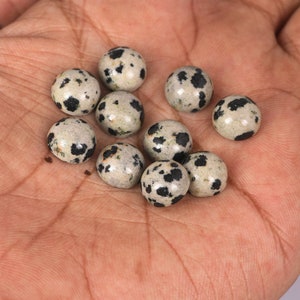 Round Shape Flat Back Natural Dalmation Jasper Gemstone, High Quality ...