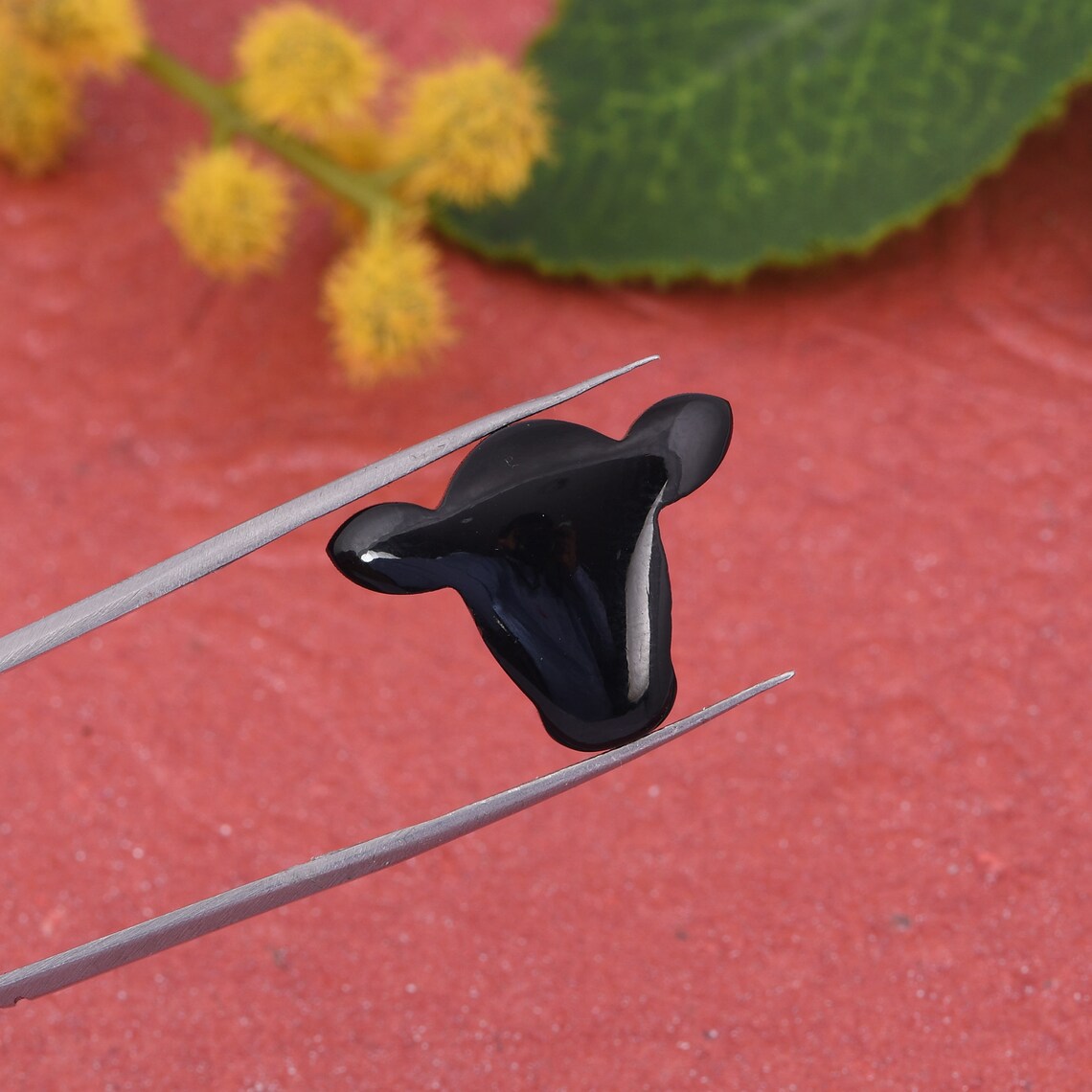 Cow Head Cabochon Back Flat Natural Black Onyx Gemstone, July Birth ...