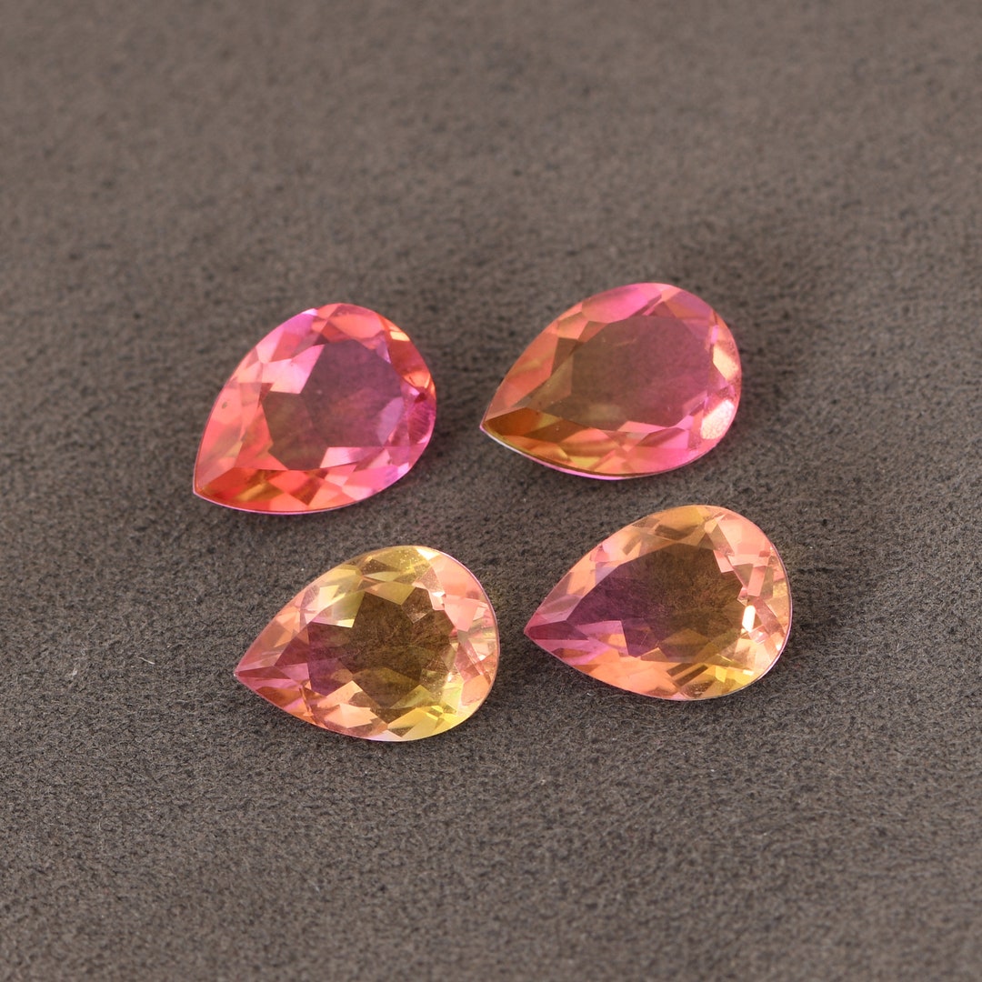 Faceted Cut Pear Shape Bio Petro Tourmaline Doublet Quartz Loose ...