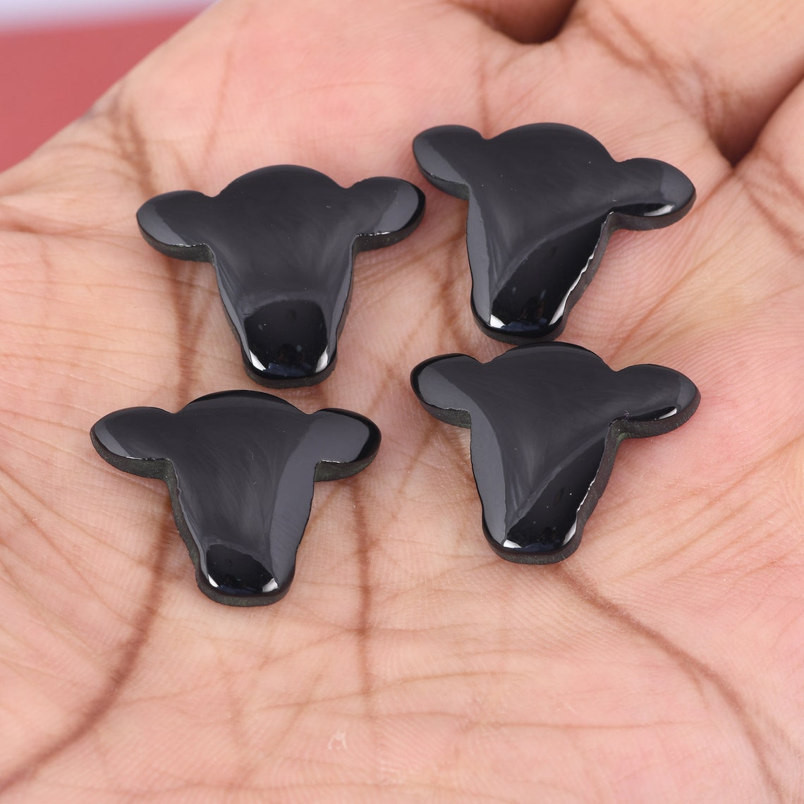 Cow Head Cabochon Back Flat Natural Black Onyx Gemstone, July Birth ...